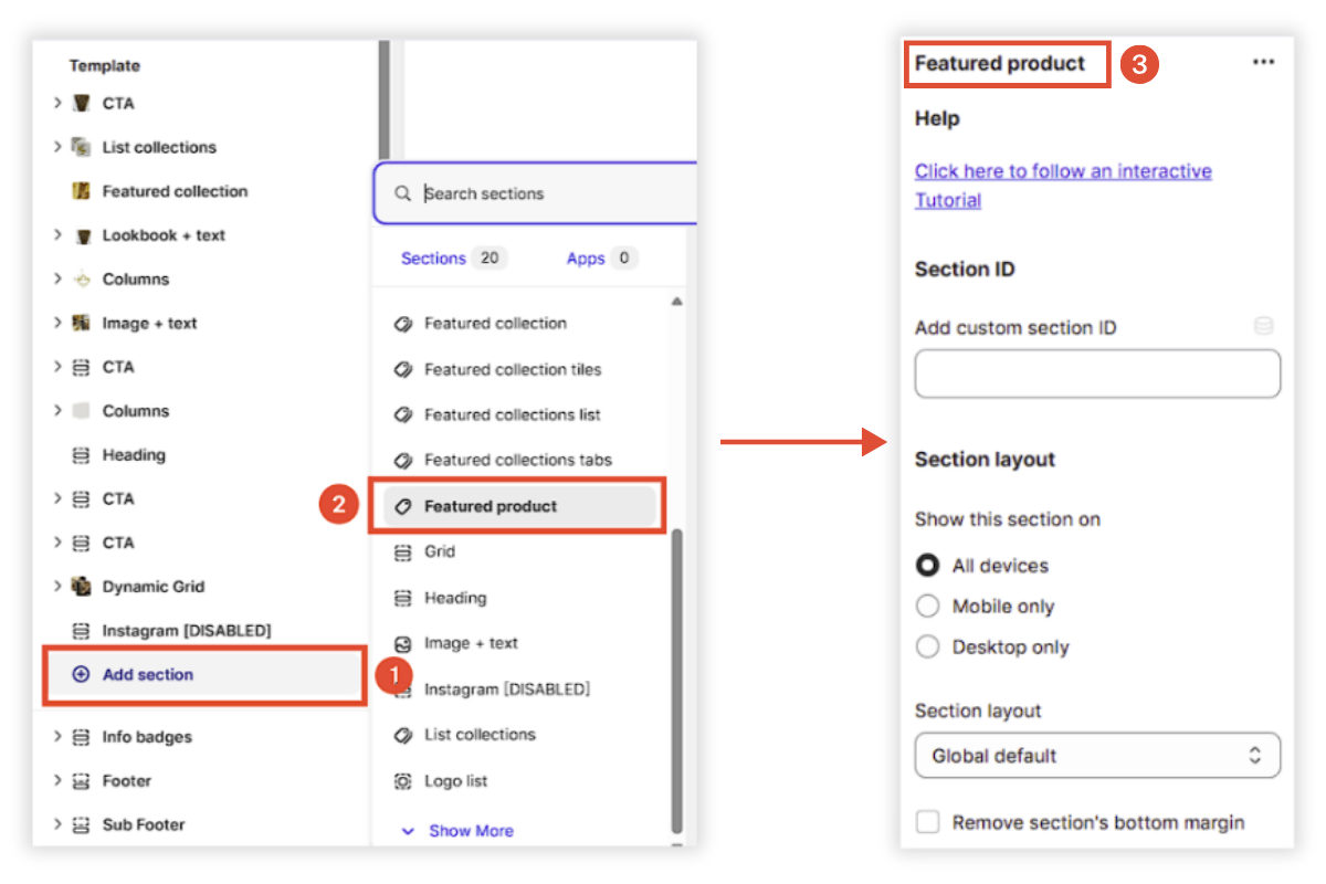 Featured product section